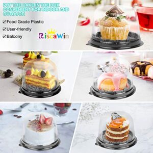 Cupcake Boxes, Individual Cake Container, 100 Pcs Single Disposable Clear Plastic Deep Dome Cupcakes Holders with Lid for Home Shop Party Birthday Wedding Holiday, Cookie Cakes Brownie Storage Carrier