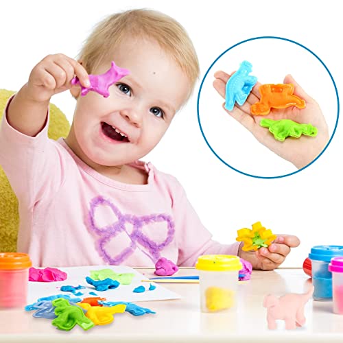 12 Pieces Play Dough Tools Dinosaur Plastic Molds Kits Colorful Dough Toys Set Dinosaur World Dough Set for Play with Animals Presents Party Favors