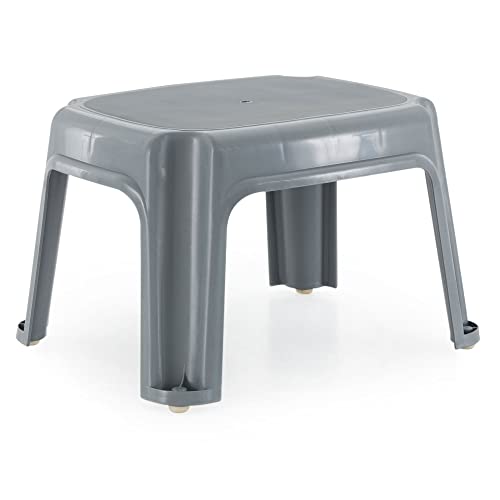 Gracious Living 9.5-Inch Tall, Sturdy Non Slip Plastic Single Level Home Step Stool for Kitchen, Bathroom, Laundry, or Pantry, Grey