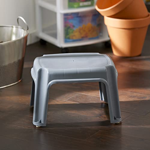 Gracious Living 9.5-Inch Tall, Sturdy Non Slip Plastic Single Level Home Step Stool for Kitchen, Bathroom, Laundry, or Pantry, Grey