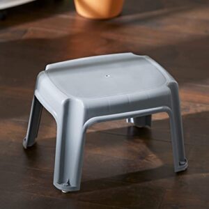 Gracious Living 9.5-Inch Tall, Sturdy Non Slip Plastic Single Level Home Step Stool for Kitchen, Bathroom, Laundry, or Pantry, Grey