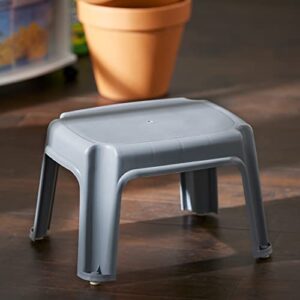 Gracious Living 9.5-Inch Tall, Sturdy Non Slip Plastic Single Level Home Step Stool for Kitchen, Bathroom, Laundry, or Pantry, Grey