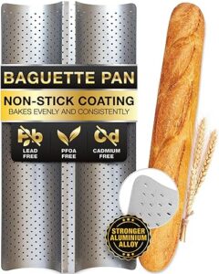 eparé baguette pan for baking - 15" x 6.5" nonstick bread pans for homemade bread - long italian bread pan & french bread baker's tray - baquette baking pan tool (us company)