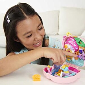 Polly Pocket Compact Playset, Unicorn Tea Party with 2 Micro Dolls & Accessories, Travel Toys with Surprise Reveals