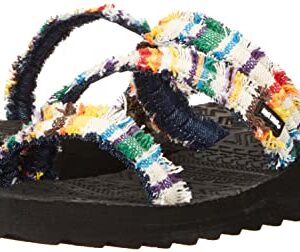 MUK LUKS Women's Wave Riptide Sandals, White Multi, 9