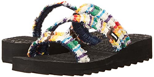 MUK LUKS Women's Wave Riptide Sandals, White Multi, 9