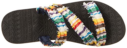 MUK LUKS Women's Wave Riptide Sandals, White Multi, 9