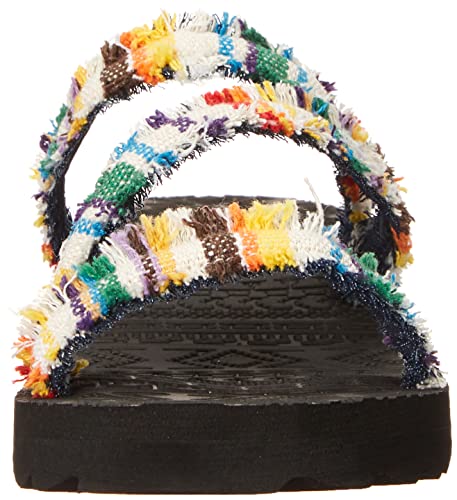 MUK LUKS Women's Wave Riptide Sandals, White Multi, 9