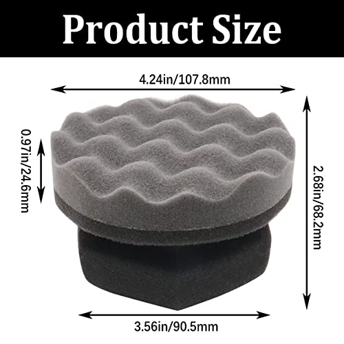 Dianrui 2PCS Diameter 4.3" Black Tire Shine Applicator,Hex-Grip Car Detailing Foam Sponge Tool, Durable Tire Dressing Applicator Pad K-O-019-BK-2