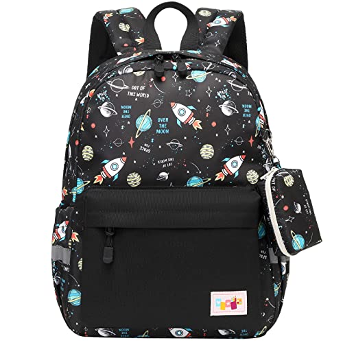 mygreen Preschool Backpack Kindergarten Little Kid Toddler School Backpacks for Boys and Girls with Chest Strap Rocket Black