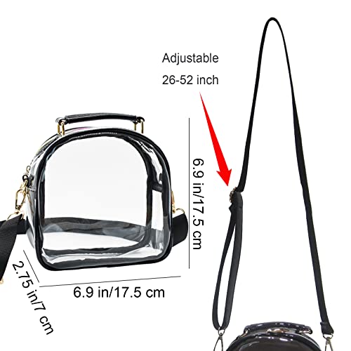 Enkrio Clear Bag Stadium Approved Clear Purses for Women Stadium with Adjustable Strap Clear Crossbody Bag for Concerts Sports Events Festivals (Black)