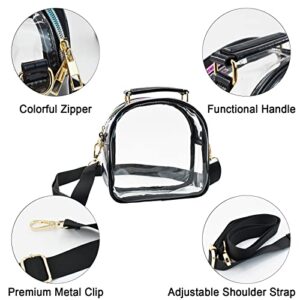 Enkrio Clear Bag Stadium Approved Clear Purses for Women Stadium with Adjustable Strap Clear Crossbody Bag for Concerts Sports Events Festivals (Black)