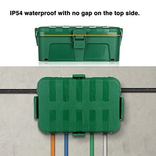 Flemoon IP54 Waterproof Electrical Box, Big Outdoor Plug Cover Weatherproof, Protect Outdoor Outlet, Timer, Extension Cord, Power Strip, Pool Pump, Fountain, String Light, Holiday Decoration, Green