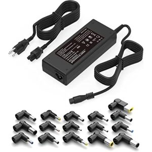 90w universal ac adapter laptop charger replacement for dell hp acer asus lenovo ibm toshiba samsung sony fujitsu gateway notebook ultrabook chromebook power supply cord with 16 tips