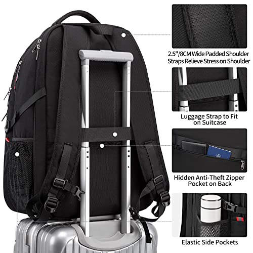 Della Gao Extra Large Laptop Backpack, TSA Friendly Travel Backpack with Laptop Compartment Fit 18.4 Inch Notebook for Men & Women, Anti Theft USB Carry on Business Work Backpack - Black