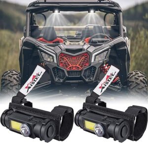 2 pack utv dome lights, xislet rechargeable utv interior led light compatible with polaris rzr ranger can-am maverick honda talon 1.25"-2.0" roll bar cage roof lights