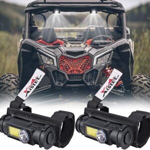 2 Pack UTV Dome Lights, Xislet Rechargeable UTV Interior LED Light Compatible with Polaris RZR Ranger Can-Am Maverick Honda Talon 1.25"-2.0" Roll Bar Cage Roof Lights