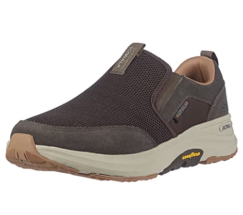 Skechers Men's Go Walk Outdoor-Athletic Slip-On Trail Hiking Shoes with Air Cooled Memory Foam Sneaker, Brown, 10 X-Wide