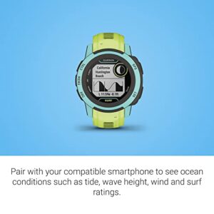 Garmin Instinct 2S, Surf-Edition, Smaller-Sized GPS Outdoor Watch, Surfing Features, Multi-GNSS Support, Tracback Routing, Waikiki