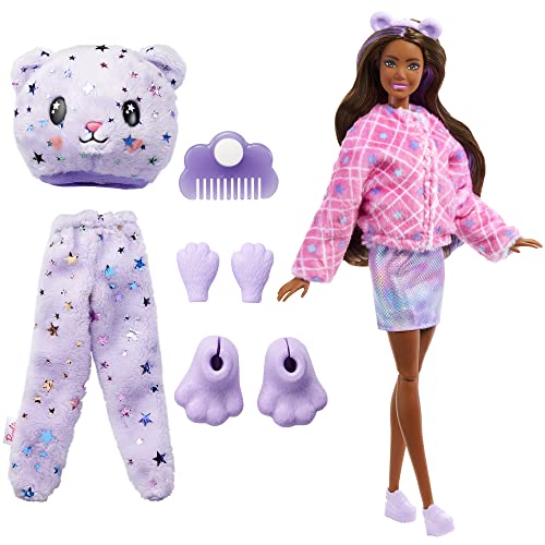 Barbie Cutie Reveal Doll, Fantasy Series Teddy Bear Plush Costume, 10 Surprises Including Mini Pet & Color Change