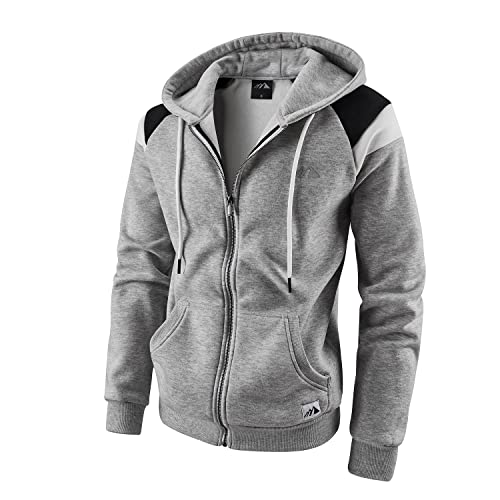 OHSNMAKSL Men's Full Zip Hoodie Fleece Jacket Sweatshirt Lined work coat 21-M-WY-08#Grey-L