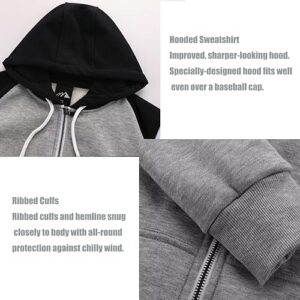 OHSNMAKSL Men's Full Zip Hoodie Fleece Jacket Sweatshirt Lined work coat 21-M-WY-08#Grey-L