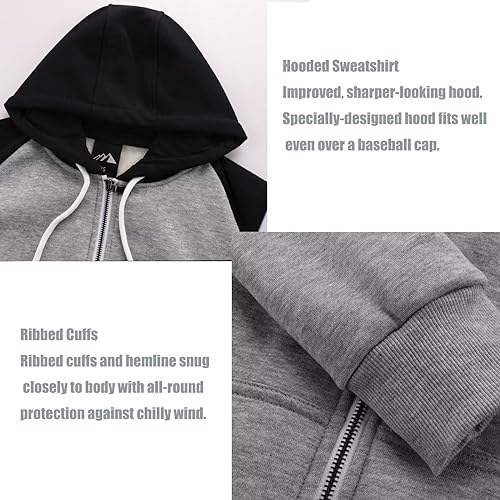 OHSNMAKSL Men's Full Zip Hoodie Fleece Jacket Sweatshirt Lined work coat 21-M-WY-08#Grey-L