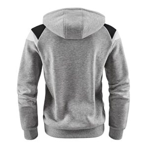 OHSNMAKSL Men's Full Zip Hoodie Fleece Jacket Sweatshirt Lined work coat 21-M-WY-08#Grey-L