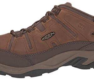 KEEN Men's Circadia Low Height Comfortable Waterproof Hiking Shoes, Shitake/Brindle, 14 Wide