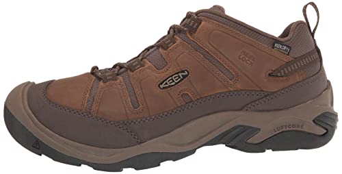 KEEN Men's Circadia Low Height Comfortable Waterproof Hiking Shoes, Shitake/Brindle, 14 Wide