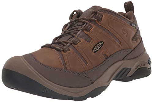 KEEN Men's Circadia Low Height Comfortable Waterproof Hiking Shoes, Shitake/Brindle, 14 Wide