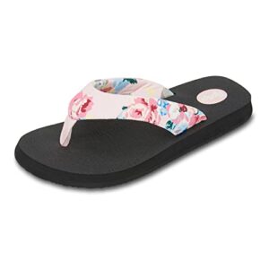 floopi flip flops for women casual flat yoga mat thong womens sandals, ladies beach sandals with indoor & outdoor anti skid soles (8, pink-528)