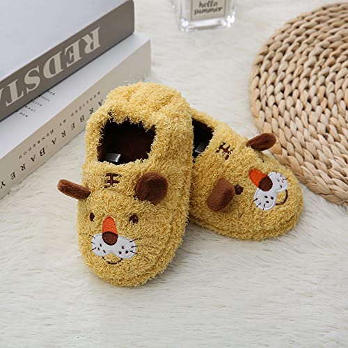 Enteer Baby Boys' Tiger Slipper Warm Plush Winter Rubber Home Slippers US 5-6