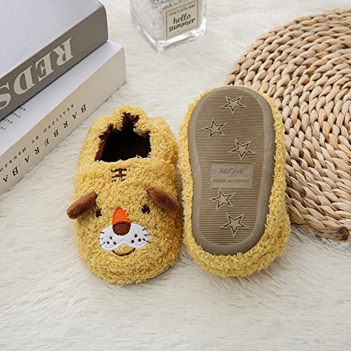 Enteer Baby Boys' Tiger Slipper Warm Plush Winter Rubber Home Slippers US 5-6