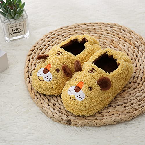 Enteer Baby Boys' Tiger Slipper Warm Plush Winter Rubber Home Slippers US 5-6