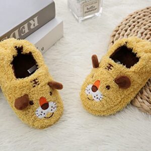 Enteer Baby Boys' Tiger Slipper Warm Plush Winter Rubber Home Slippers US 5-6