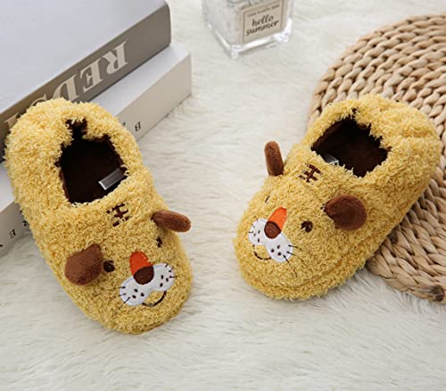 Enteer Baby Boys' Tiger Slipper Warm Plush Winter Rubber Home Slippers US 5-6