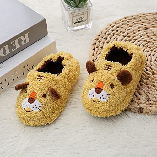 Enteer Baby Boys' Tiger Slipper Warm Plush Winter Rubber Home Slippers US 5-6