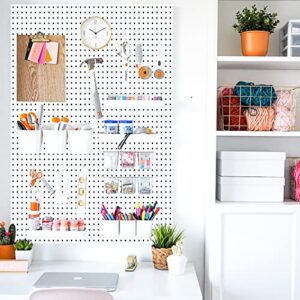 SKYFOOST 2 Pcs Pegboard, Metal Pegboard Wall Panels - Pegboard Wall Organizer System - Peg Boards for Walls, White Pegboard for Craft Room, Workbench, Kitchen, Office, Garage