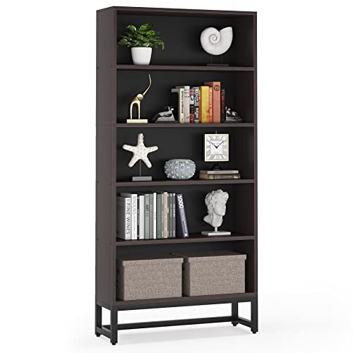 Tribesigns Tall Bookcase and Bookshelf, 70.8” Large Bookcases Organizer with 5-Tier Storage Shelves, Heavy Duty Free-Standing Library Bookshelf Shelving Unit for Living Room, Bedroom (Sandalwood)