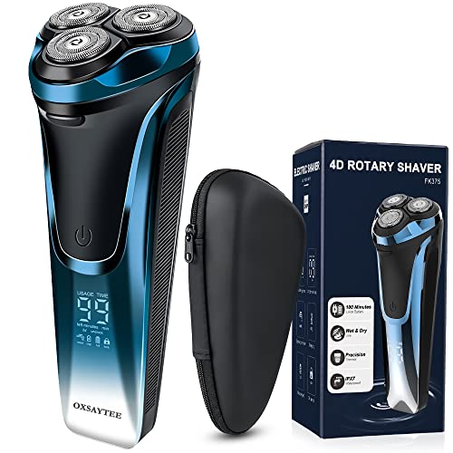 Electric Shaver for Men USB Rechargeable Cordless Rotary Razor LCD Display Pop-up Sideburn Trimmer IPX7 Waterproof Wet Dry Shaver for Beard Face Hair 100-240V Worldwide Travel Gift for Him