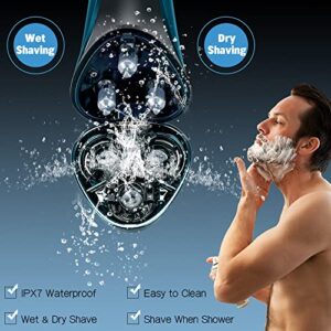 Electric Shaver for Men USB Rechargeable Cordless Rotary Razor LCD Display Pop-up Sideburn Trimmer IPX7 Waterproof Wet Dry Shaver for Beard Face Hair 100-240V Worldwide Travel Gift for Him