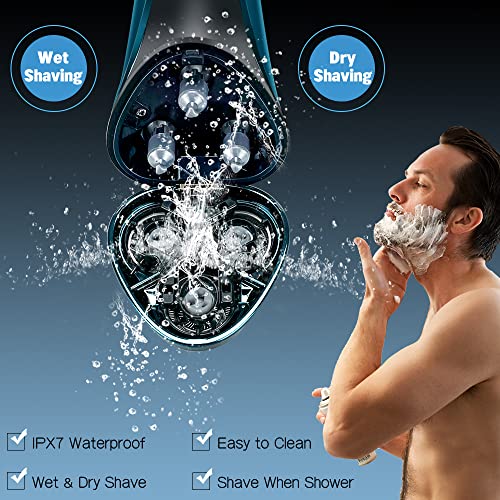 Electric Shaver for Men USB Rechargeable Cordless Rotary Razor LCD Display Pop-up Sideburn Trimmer IPX7 Waterproof Wet Dry Shaver for Beard Face Hair 100-240V Worldwide Travel Gift for Him