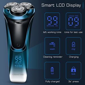 Electric Shaver for Men USB Rechargeable Cordless Rotary Razor LCD Display Pop-up Sideburn Trimmer IPX7 Waterproof Wet Dry Shaver for Beard Face Hair 100-240V Worldwide Travel Gift for Him