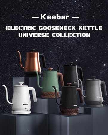 Keebar Electric Kettle, 100% Stainless Steel Tea Kettle, Electric Gooseneck Kettle with Auto Shut Off, Pour Over Kettle for Coffee & Tea, 0.8L,1000W,White