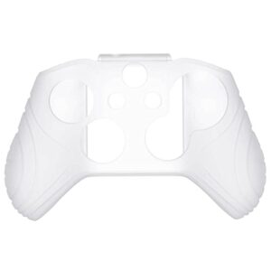 PlayVital Samurai Edition Clear White Anti-Slip Controller Grip Silicone Skin for Xbox One X/S Controller, Ergonomic Soft Rubber Protective Case Cover for Xbox One S/X Controller with Thumb Stick Caps