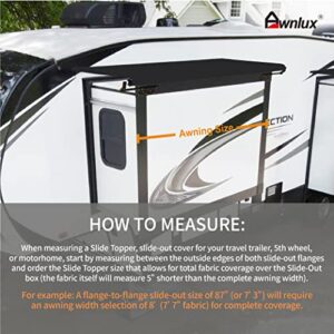 Awnlux Black Modular Slide Topper Awning Slide Out Protection for RVs, Travel Trailers, 5th Wheels, and Motorhomes -5'6" (5'1" Fabric)