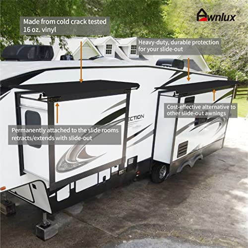 Awnlux Black Modular Slide Topper Awning Slide Out Protection for RVs, Travel Trailers, 5th Wheels, and Motorhomes -5'6" (5'1" Fabric)