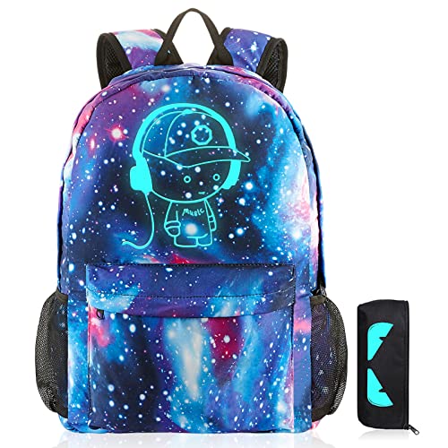 SAMIT Anime Luminous Backpack with Pencil Case for Teen Boys and Girls,College School Daypack Lightweight Laptop Bag