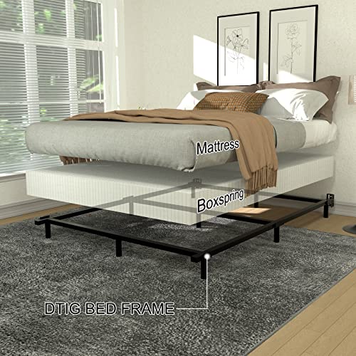 Queen Size Metal Bed Frame 7 Inch Bed Frame for Box Spring and Mattress 9-Leg Heavy Duty Bedframe Tool-Free Easy Assembly Sturdy Box Spring Base Black